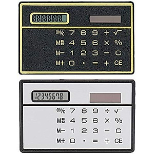 8 Digit Silver and Black Ultra Thin Solar Power Calculator with Touch Screen Credit Card Design Portable Mini Calculator for Business School Basic Office Calculators