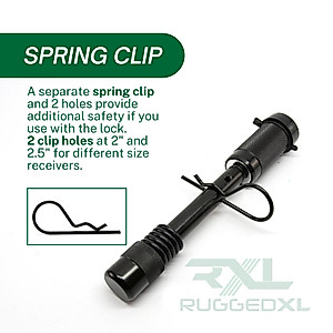 Tiger Lock 5/8" Black Trailer Hitch Locking Pin - Anti-Rattle Tow Hitch Receiver Lock, fits Class III - V Hitches with 2" and 2.5" Receivers