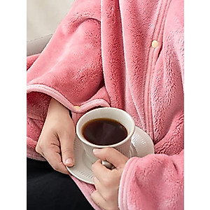 Mellowdy Shawl Blanket Pillow 2-in-1 for Office, Work from Home (Blossom Pink, 40x60) - Wearable Adult Swaddle Snuggle Coat Poncho, Airplane Travel Blanket Set, Fleece Shoulder Wrap for Men and Women