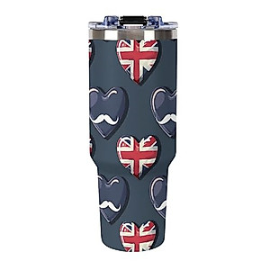 British Flag UK Flag Union Jack Insulated Tumbler with Lid And Straw Stainless Steel Travel Coffee Mug 40oz Violet-style