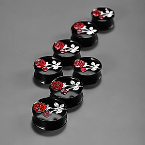 COOEAR Double Flared Gauges for Ears Rose Gold Logo Plugs and Tunnels Can't Screw Piercing Expander Stretchers Jewelry 00g to 1 Inch.