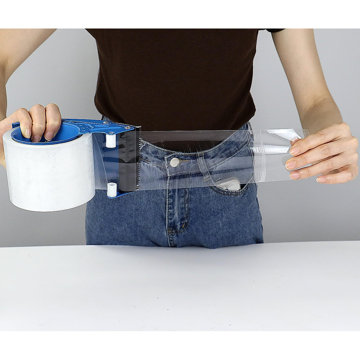 3 Inch Wide Clear Packing Tape with Dispenser,2.4 Mil x 55 Yards Heavy Duty Packaging Tape Refill for Shipping,Industrial Grade,Urtal Strong Boxing Tape for Moving,Mailing and Storages