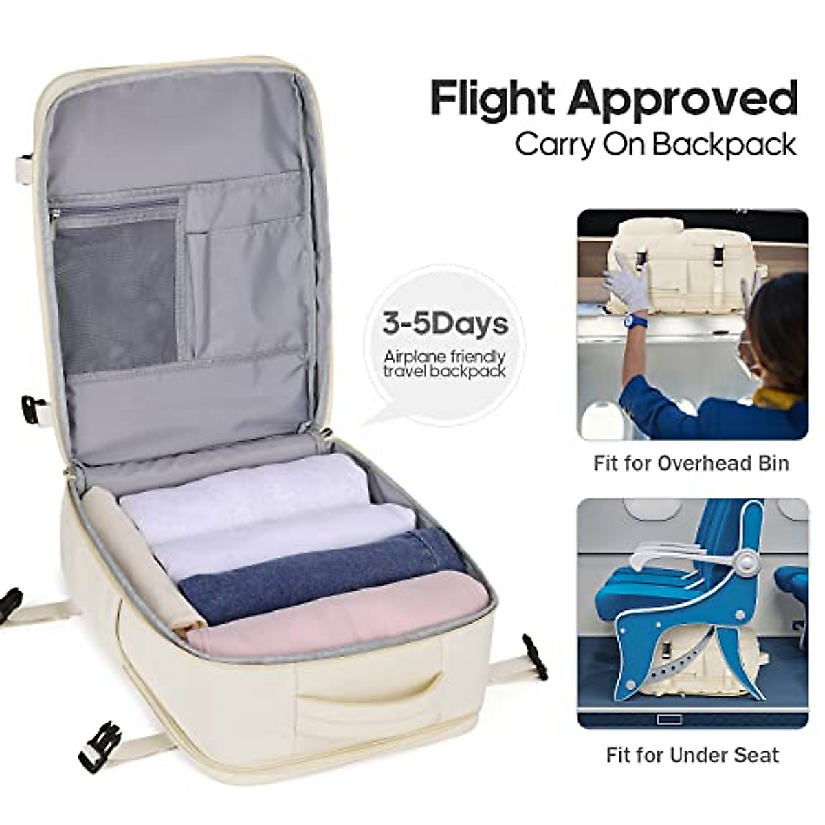 Large Travel Laptop Backpack, Expandable 45L Carry On Backpack Water Resistant Airline Approved Business Work Computer Bag Gifts for Men & Women Fits 17 Inch Notebook