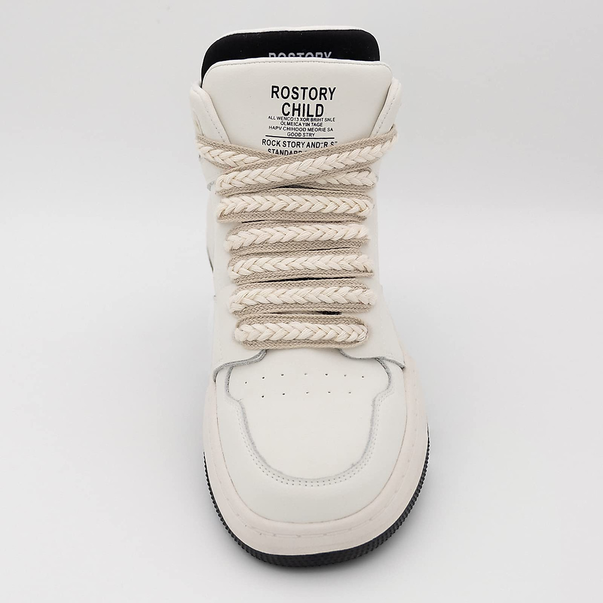 Lilybekind 3/5" Wide Thick fat shoe laces for sneakers boots flat replacement shoelaces shoe strings (Khaki white, 140cm)