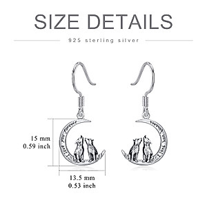 Wolf Earrings 925 Sterling Silver Wolves Dangle Earrings Hypoallergenic Wolf Jewelry Gifts for Women