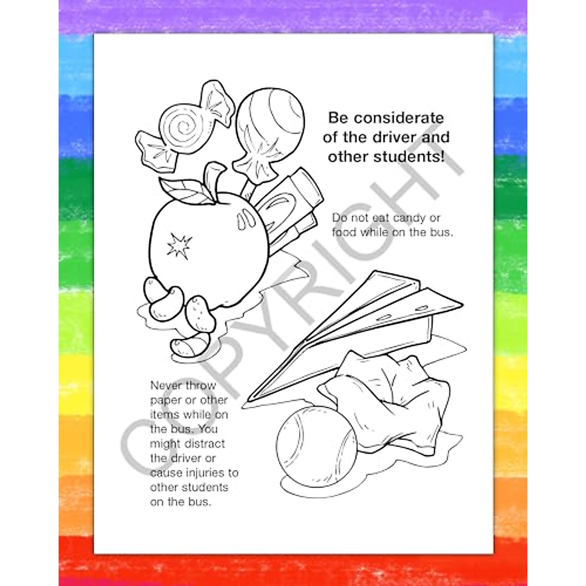 ZOCO - Practice School Bus Safety - Educational Coloring Books (50 Bulk Pack, Without Crayons) - Bus Driver Gifts - Games, Puzzles, Activities for Kids