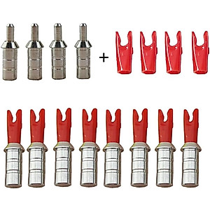 AMEYXGS Archery Aluminum Pin Nocks Bushing with Plastic Arrow Nock DIY Arrow Accessories for ID 4.2/6.0/6.2 mm Arrow Shaft (Red ID 4.2mm)