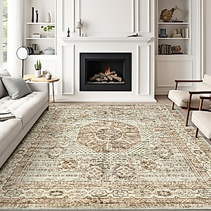 zesthome 8x10 Area Rugs-Washable Rug for Living Room, Non-Slip Backing Rugs, Stain Resistant 8x10 Rug for Bedroom, Ultra-Thin Low Pile Rugs, Vintage Large Home Decor Rug