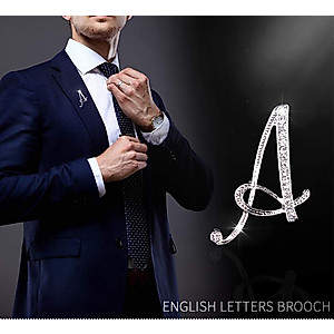 Letter Brooch Pins Initial Rhinestone Brooch for Women Crafts Silvery D