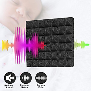 24 Pack Sound Proof Foam Panels for Walls 2 Inches Thick Acoustic Foam Panels for Wall Pyramid, 2" X 12" X 12" Sound Absorbing Dampening Studio Foam soundproof wall panels Wedge Tiles