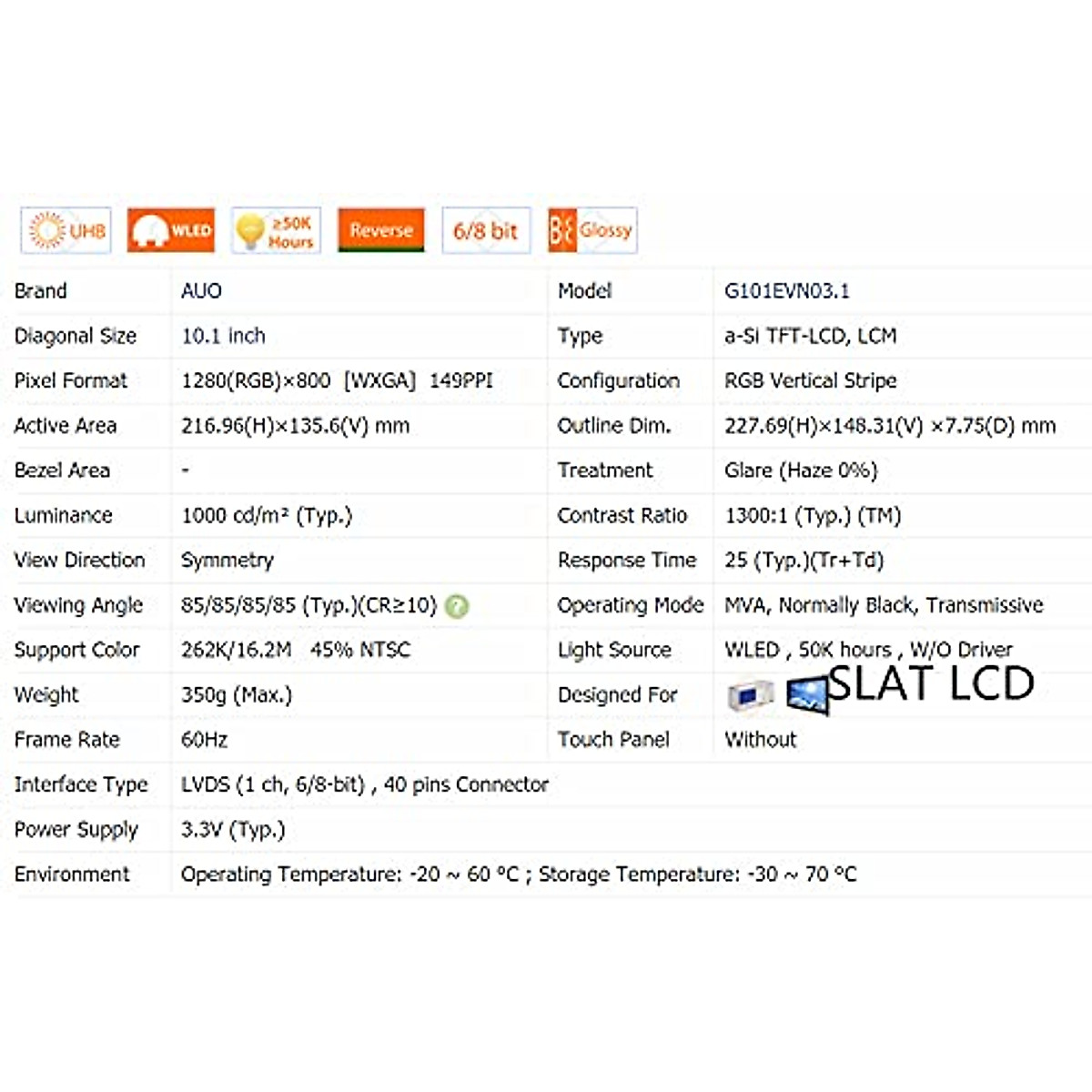 AUO 10.1-Inch LCD Screen G101EVN03.1 with Full kit of Driver Board