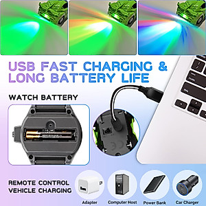 2024 New Mini Remote Control Car Watch Toys, 2.4 GHz Cartoon RC Watch Racing Car, USB Charging Remote Control Car, TikTok Watch Car Hand Controlled Watch RC Car for Boys Girls Birthday Gift (Green)