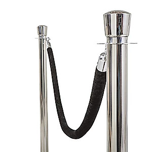US Weight - U2140 Premier Chrome Post and Black Velvet Rope Crowd Control Stanchions