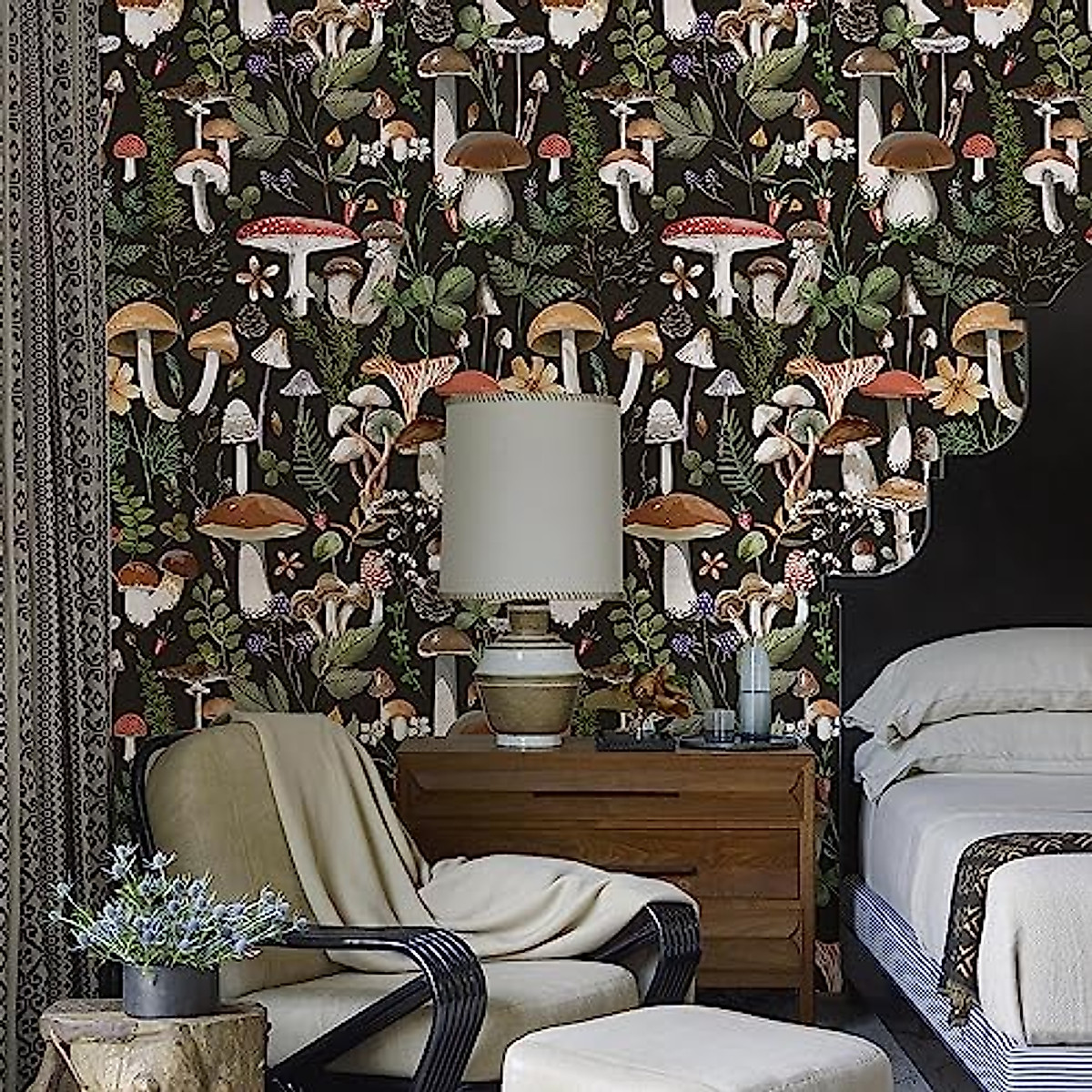 Adhesive Shelf Liner,Boho Mushroom Contact Paper for Cabinets,Vinyl Film Decorative Drawer Liner for Bedroom Dresser Sticker 17.3 inch x 118 inch (Boho Mushroom, 17.3 inch x 118 inch)