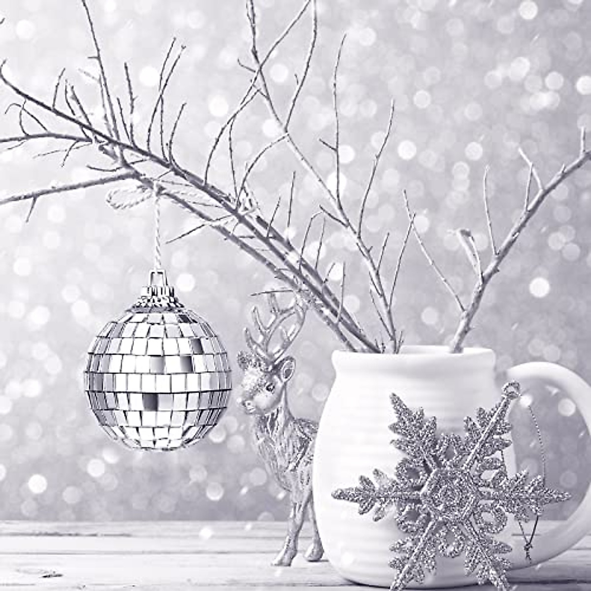 Sumind 28 Pieces Mirror Disco Ball 70s Reflective Mirror Ball Decorations 60s Balls with Fastening Strap for Home Stage Props Festivals Party Accessories