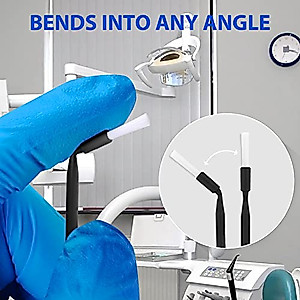 400 Pcs Disposable Dental Micro Applicators Fluoride Applicator with Dispenser, Black Bendable Applicator Brush Microbrush Applicator Tips Dental