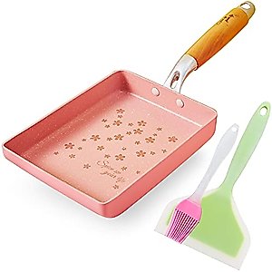 ROCKURWOK Japanese Omelette Pan Nonstick Tamagoyaki Egg Pan, Rectangle Tamago Pan Small Frying Pan, 7” x 5”, Pink
