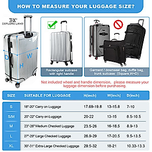 Explore Land Clear Luggage Cover Tough Protector Fits for 18-20 Inches Suitcase for Travel Airplane (PVC, S)