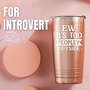 Onebttl Introvert Gifts for Girls, Women, Coworkers, INFP, INTP Coffee Travel Mug - It's Peoplely Out There - Stainless Steel 20Oz Tumbler