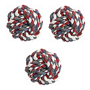 MPP Rope Dog Ball Toy 3.75 Inch Durable Dental Flossy Tough Chew Choose Quantity (4 Ball Toys)