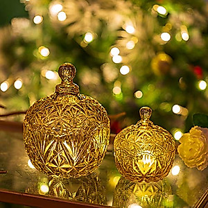 Candy Jar with Lids-Candy Containers Star Style Glass for Candy Buffet Decorative Jars Candy Buffet Dishes Cookie Jar for Home Party Wedding Display Pothecary Flour Amber, Small+Large, 10.6+30OZ