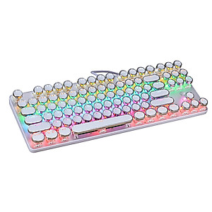 K917 RGB Mechanical Gaming Keyboard 87Key Retro Keyboard-Blue Switch-LED Backlit- Round Keycaps Anti-Ghosting Mechanical Illuminated Keyboard for PC Gaming and MAC (Retro-White)