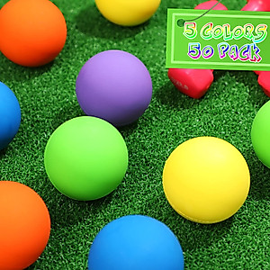 Sosation 50 Pack Lacrosse Ball Bulk 2.5 Inch Soft Rubber Motivational Stress Ball Stress Relief Balls Massage Balls Myofascial Release Tools Muscle Knot Remover Balls (Bright Color)
