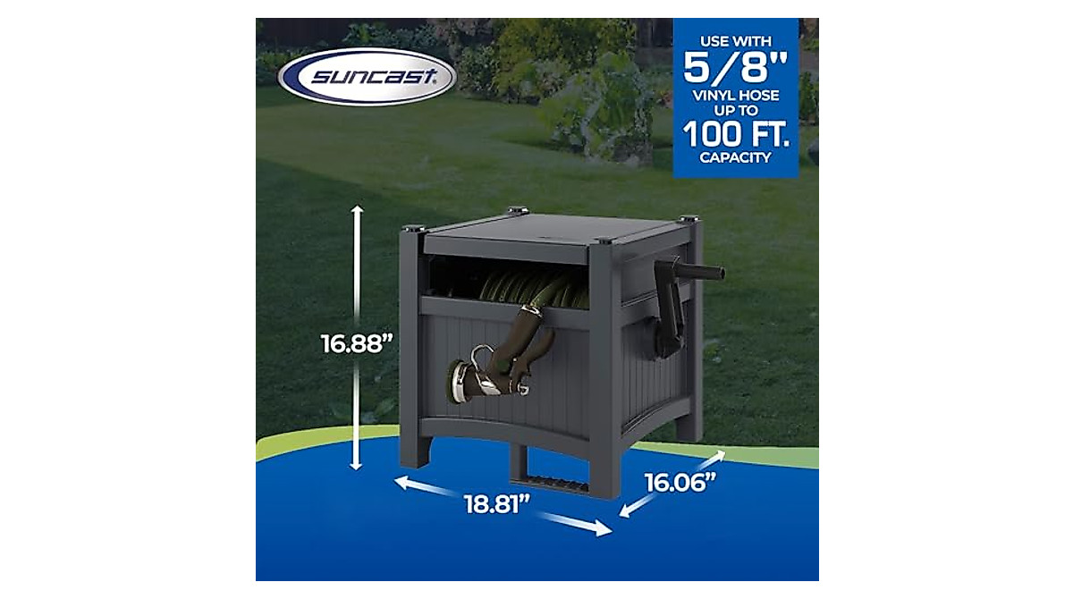 Suncast 100ft Hose Hideaway: Durable Slide Trak Storage Reel