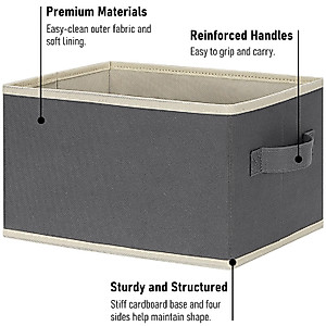 LHZK Small Storage Baskets for Shelves 6 Pack, Collapsible Fabric Storage Bins for Shelves, Closet Storage Bins with Handles, Storage Baskets for Organizing Home (Grey, 11.4"x8.7"x6.7")