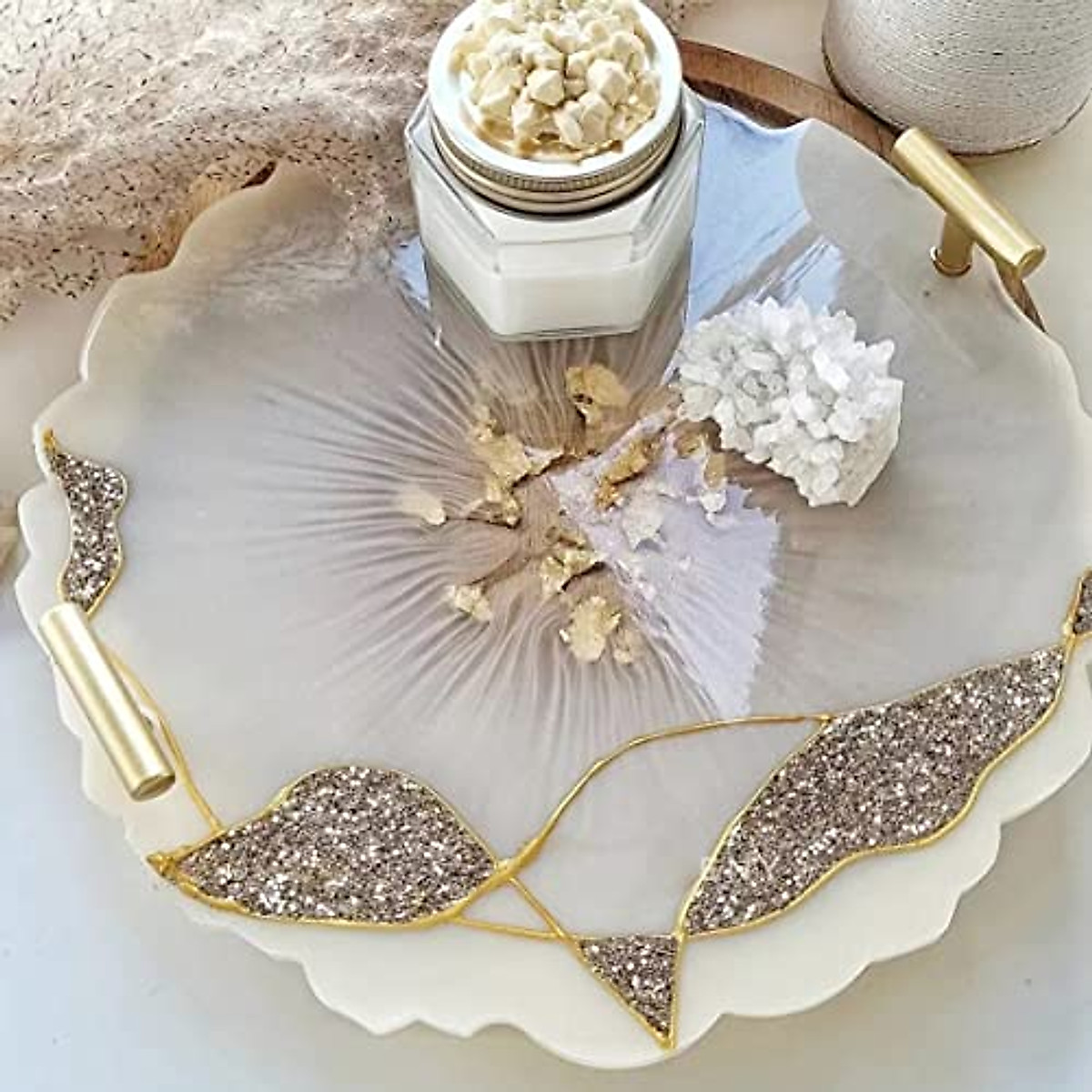 XL Tray Mold,14 inches Irregular Rectangle Silicone Tray Molds and 10 inch Round Geode Tray Resin Mold Silicone for Making Resin Craft,Home Decoration