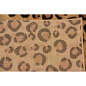 Unique Loom Wildlife Collection Area Rug - Leopard (5' 3" x 8' Rectangle, Light Brown/ Black)