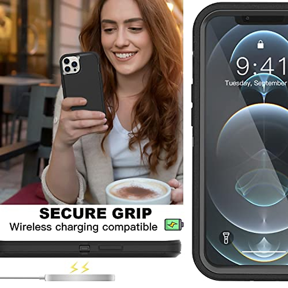 AICase Compatible with iPhone 12/Compatible with iPhone 12 Pro Case (2020) 6.1-Inch, Drop Protection Rugged Heavy Duty Case, Shockproof/Drop/Dust Proof 3-Layer Protective Tough Durable Cover