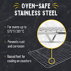 Checkered Chef Cooling Rack - 17" x 12" Oven Safe Stainless Steel Baking Rack for Cooking