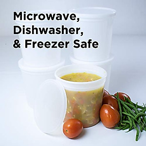 ePackageSupply 1/4 Gallon (32 oz) 1 Quart Food Storage Containers with Lids -Freezer and Microwave Safe Storage Containers, Round Plastic Containers with Lid, BPA Free, Translucent, Set of 50