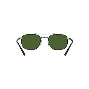 Ray-Ban RB3670CH Chromance Square Sunglasses, Silver/Polarized Dark Green, 54 mm