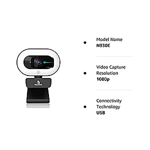 NexiGo StreamCam N930E with Software, 1080P Webcam with Ring Light and Privacy Cover, Auto-Focus, Plug and Play, Web Camera for Online Learning, Zoom Meeting Skype Teams, PC Mac Laptop Desktop