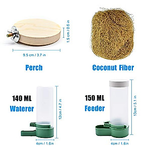 XonyiCos Wood Bird Nest for Cage, Parrot Nest Breeding Box, Pet House for Parakeet Budgie Cockatiel Lovebirds, Nesting Box with Perches, Feeder, Waterer, Natural Coconut Fiber (M(5.1x5.1x9.6in))