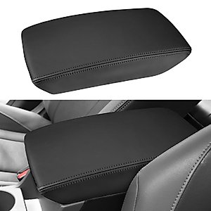 INTGET Car Center Console Armrest Cover for Subaru Crosstrek/Impreza Accessories 2024 Leather Arm Rest Box Lid Middle Console Seat Cover Protector (2024+(with pad), Black Stitches)