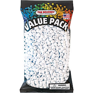 The Beadery 6 by 9mm Barrel Pony Bead, White, 900-Pieces