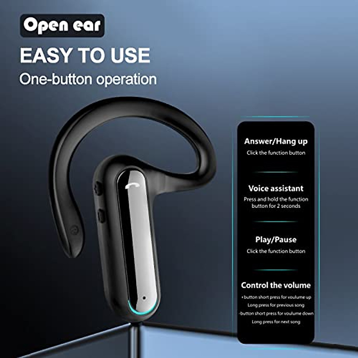 Bluetooth Earpiece Open Ear Headphones with Microphone Noice Cancelling ...