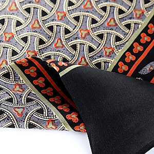 YangtzeStore Charmeuse Satin Silk Scarf for Men (Black with Check Pattern)