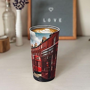 WANGXUEE Red London Street Print 500ml Stainless Steel Travel Tumbler Double Wall Vacuum Insulated Coffee Mug