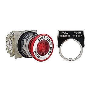 Schneider Electric Non-Illuminated Push Button, Type of Operator: 40mm Mushroom Head, Size: 30mm, Action: Maintained Pu - 9001KR9R05H13