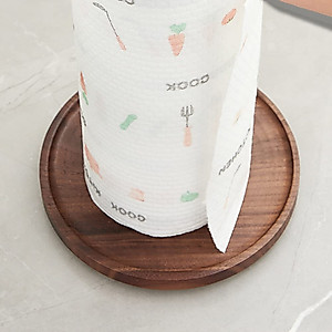 NDFECT Wood Paper Towel Holder Countertop, Farmhouse Kitchen Paper Towel Holder Stand with Wooden Base, Rustic Walnut Paper Towel Roll Holder