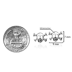 AeraVida Stylish Sterling Silver Skull & Crossbones Post Stud Earrings