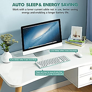 Wireless Keyboard and Mouse Combo, Cute Kawaii Green Aesthetic Quiet Laptop Keyboard Teclado y Mouse Inalambrico Mac (Macaron Green)