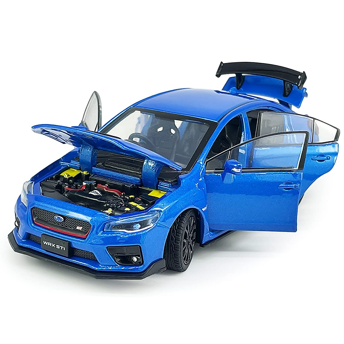 2016 Impreza WRX STI S207 Diecast Model Cars Racing Sports Toy Car 1/32 Scale Metal Children’s Die-cast Vehicles with Light, 4 Doors Open, Hood & Trunk Open, Toys for Boys Gifts Men, Blue