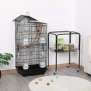 Topeakmart Medium Parakeet Bird Cage for 3 Birds with Wooden Perches and Detachable Stand