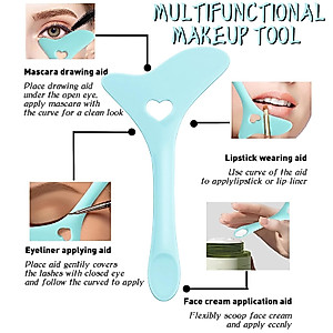 3Pcs Eyeliner Stencils Reusable Silicone Eyeliner Aid Tool Eyeliner Eyelash Eyeshadow Lipstick Mascara Eyeliner Guide Wing Eyeliner Tool for Women Beginners（Blue）