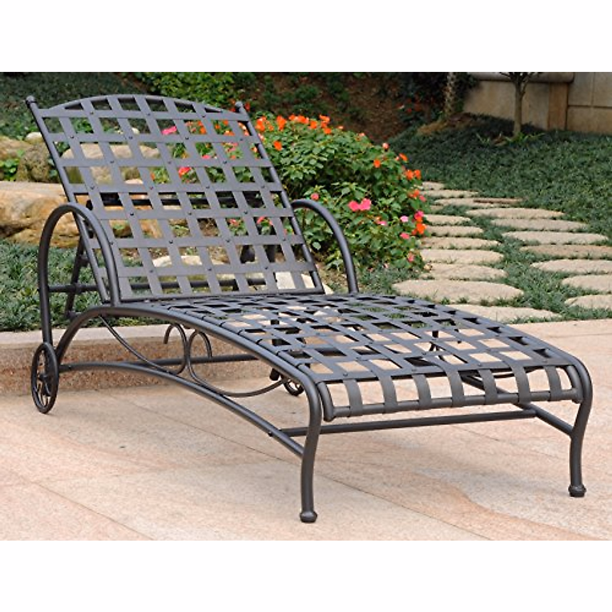 International Caravan Iron Multi-Position Patio Chaise Lounge